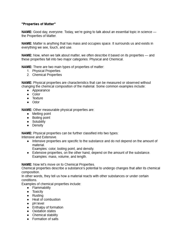 Properties of Matter Explained | PDF