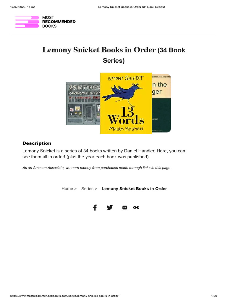 Lemony Snicket Books in Order (34 Book Series) | PDF | A Series Of ...