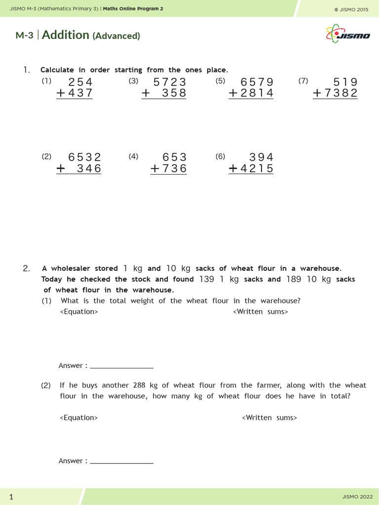Grade 3 Addition Practice Problems | PDF | Mathematics