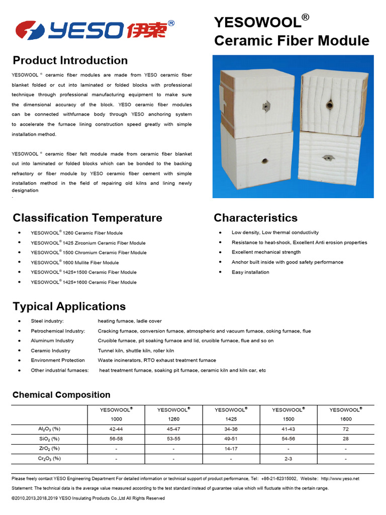 YESOWOOL® Ceramic Fiber Module Guide | PDF | Ceramics | Fibers