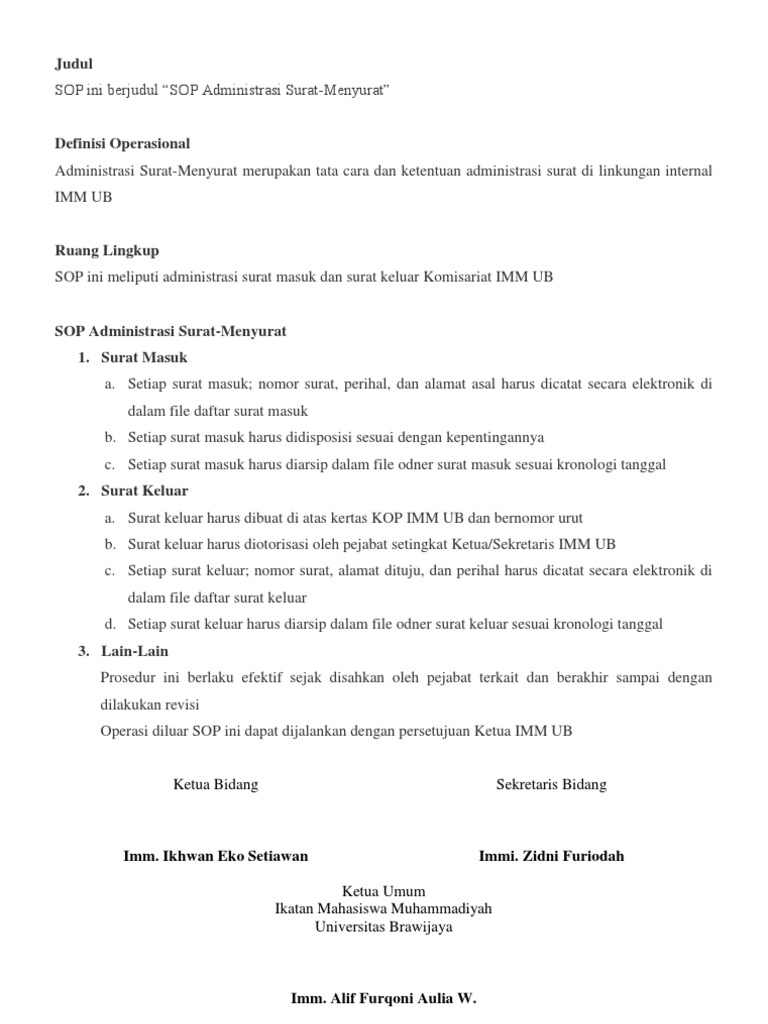 Sop Pengelolaan Surat Masuk Dan Surat Keluar - Delinewstv
