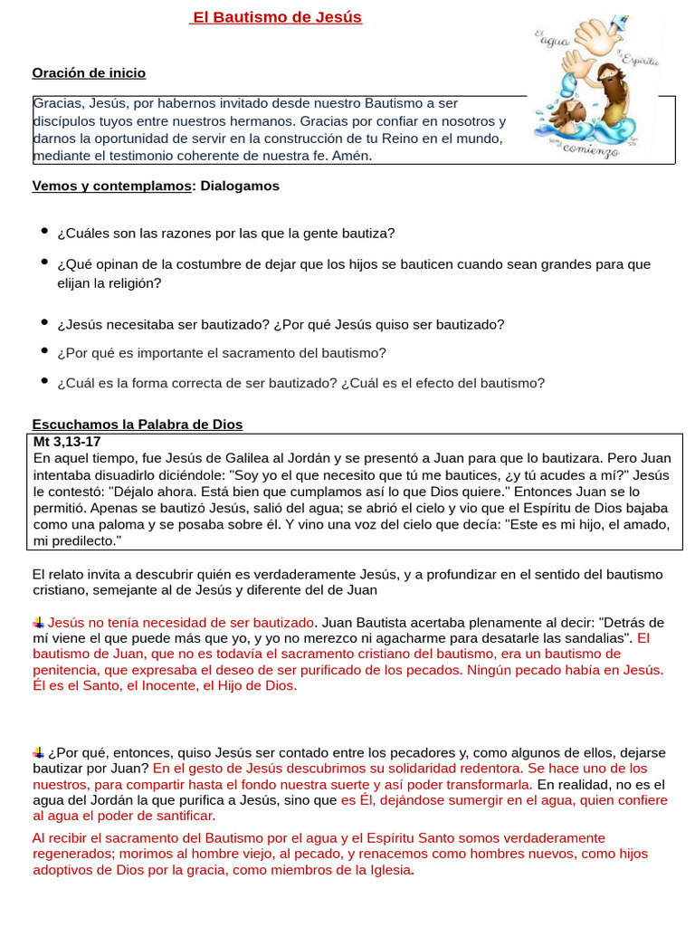 14-Bautismo de Jesús - para Enviar | PDF | Bautismo | Padrino