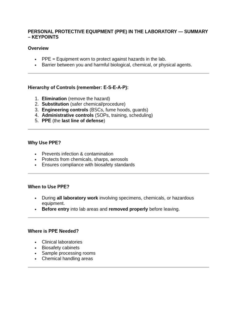 PPE Guidelines for Laboratory Safety | PDF | Personal Protective ...