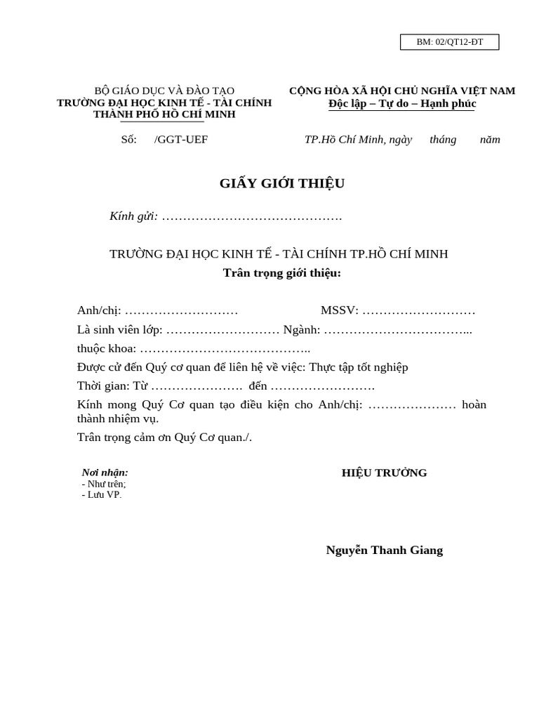 Giay Gioi Thieu | PDF