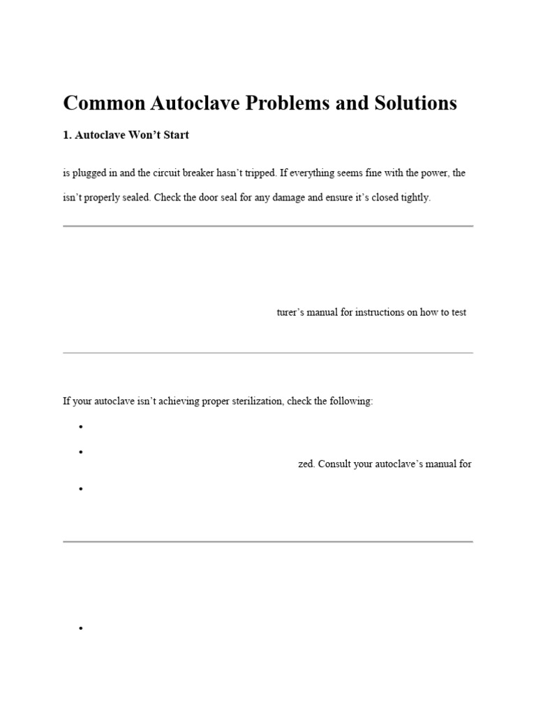 Common Autoclave Problems and Solutions | PDF
