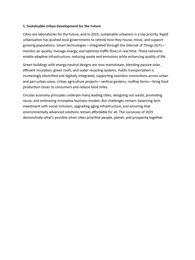Sustainable Urban Development For The Future | PDF