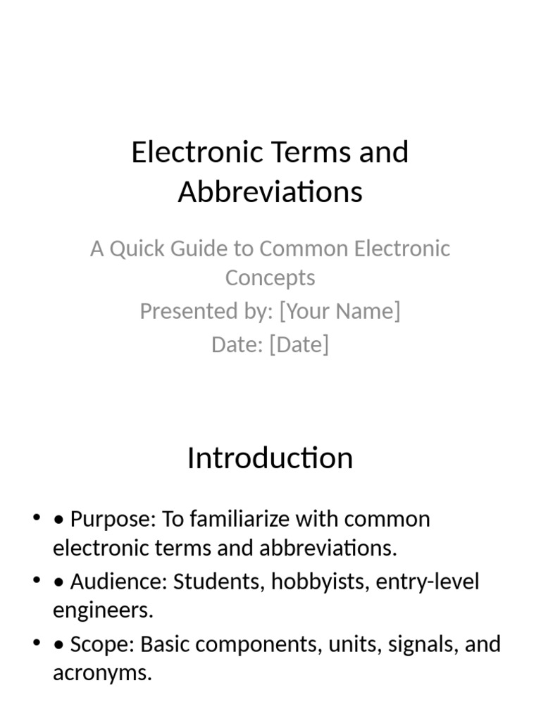 Electronic Terms and Abbreviations | PDF