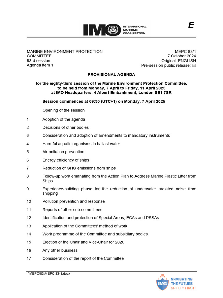 MEPC 83-1 - For The Eighty-Third Session of The Marine Environment ...