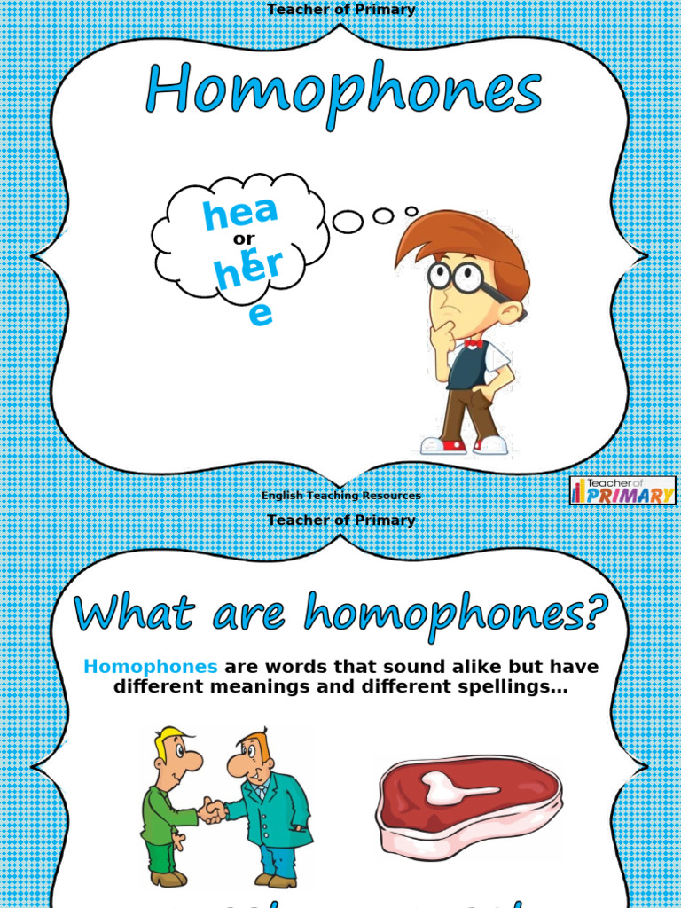Homophones Teaching Resources for Class 2 | PDF | Linguistic Morphology ...