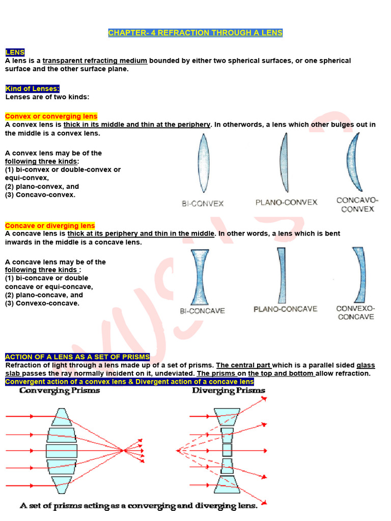 Refraction Through Lens 2025 | PDF | Optics | Lenses