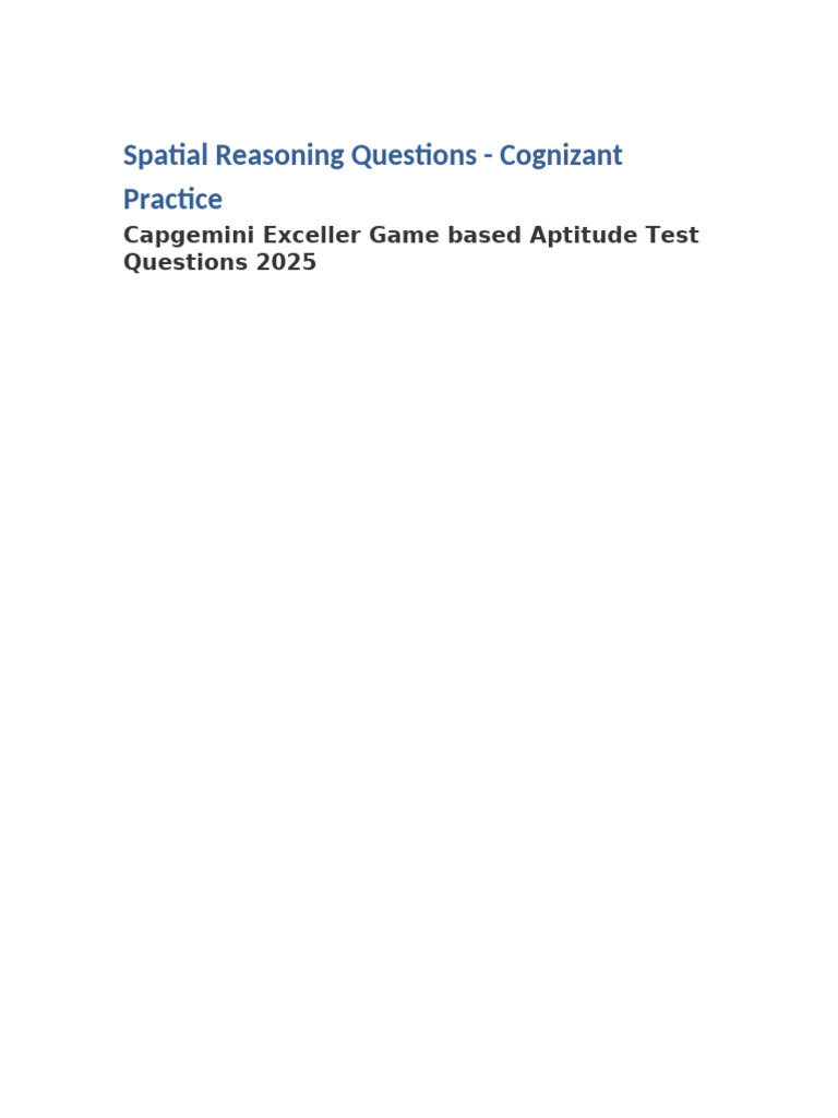 Spacio Challenge: Spatial Reasoning Test | PDF