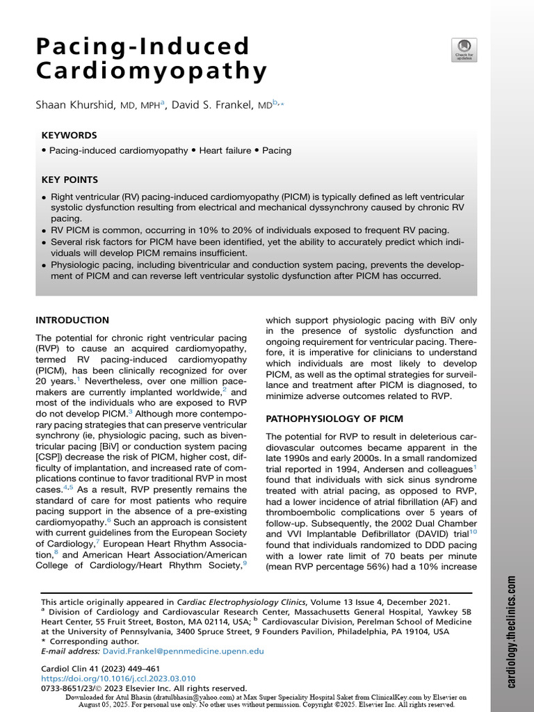 Pacing-Induced Cardiomyopathy | PDF | Cardiology | Ejection Fraction
