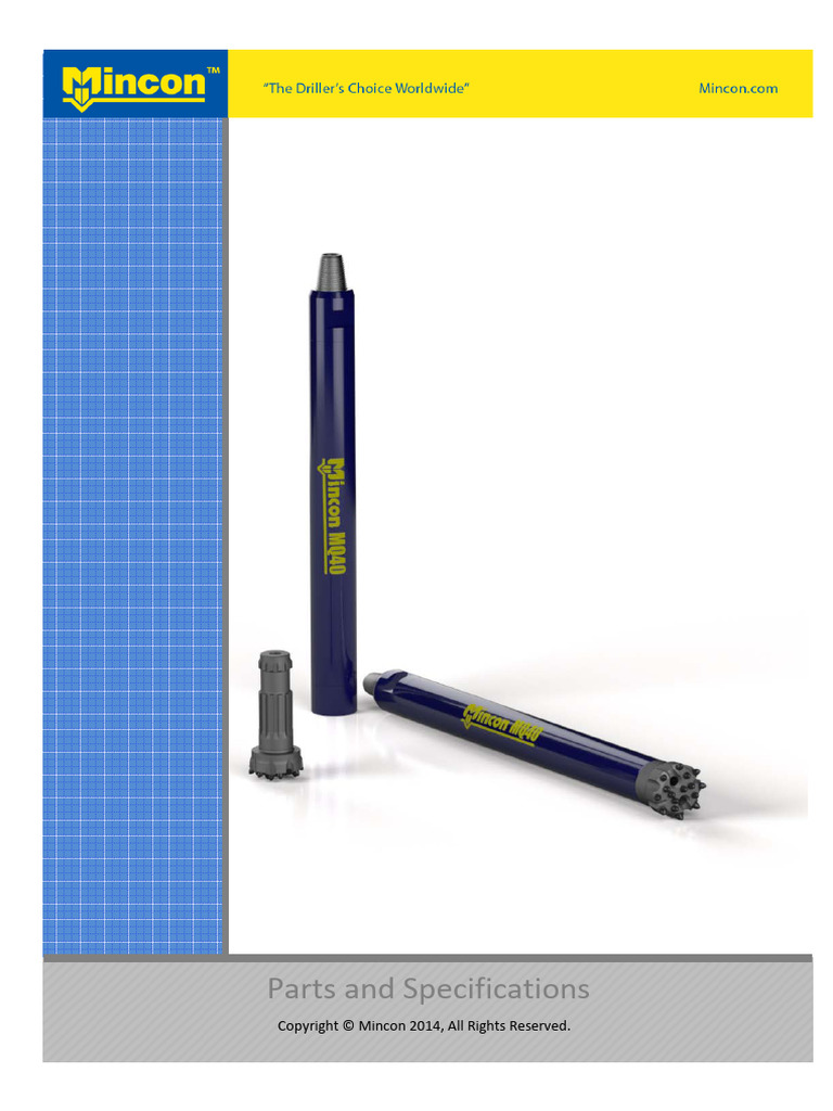 Mincon Group PLC MQ40 Parts Specifications Rev A1 | PDF | Piston | Drill