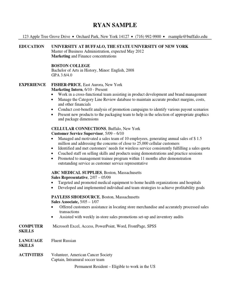 MBA Resume Sample 1 | PDF