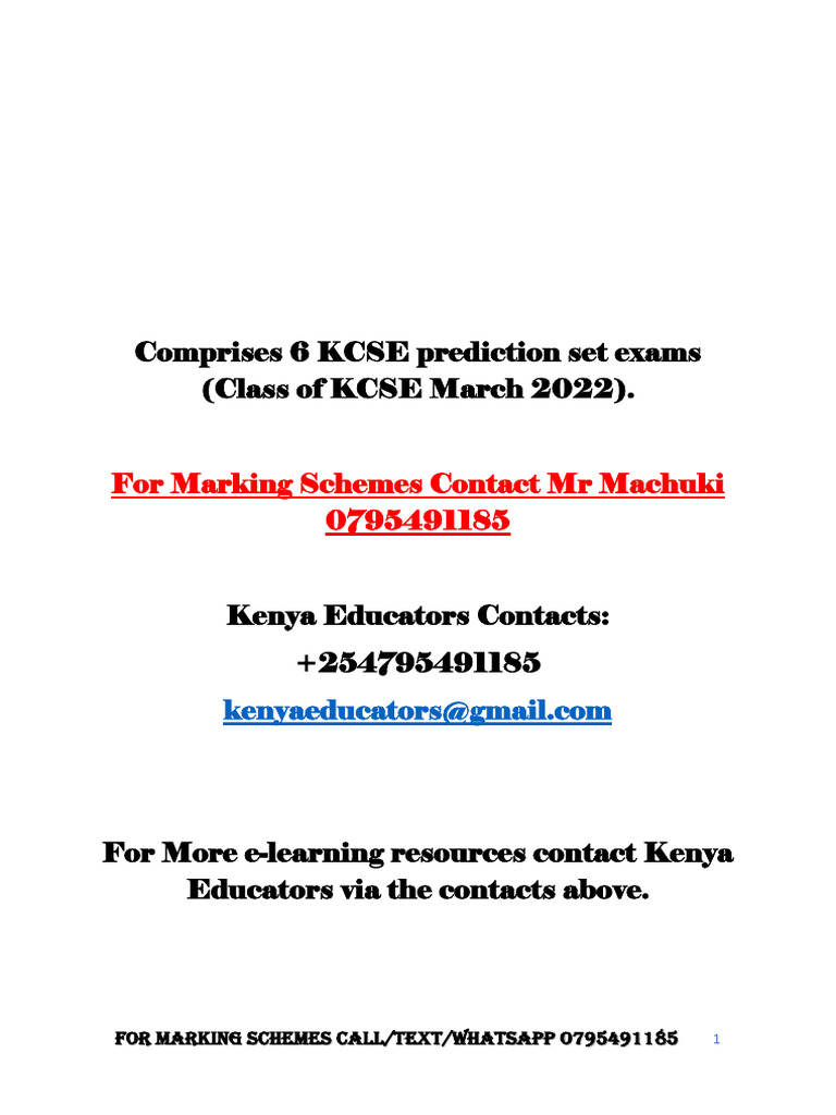 KCSE Chemistry Paper 1 Predictions | PDF | Chemical Reactions | Solubility