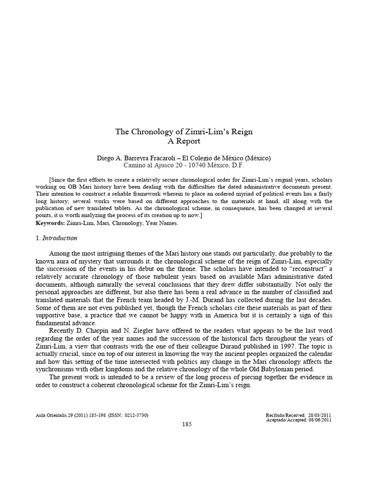 Zimri-Lim's Chronology Explained | PDF | Rituals