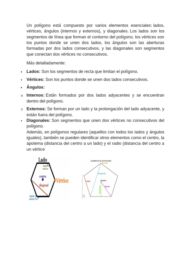 Elementos de un polígono y sus diagonales | PDF