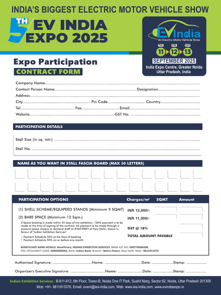 Ev India Expo 2025 Inr Form | PDF | Common Law | Private Law