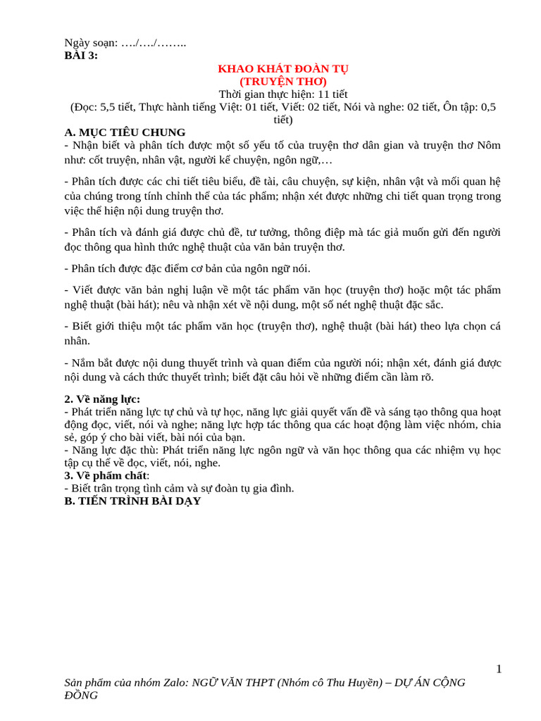 CTST 11 - Bài 3 - Word - Khát Khao Đoàn T | PDF