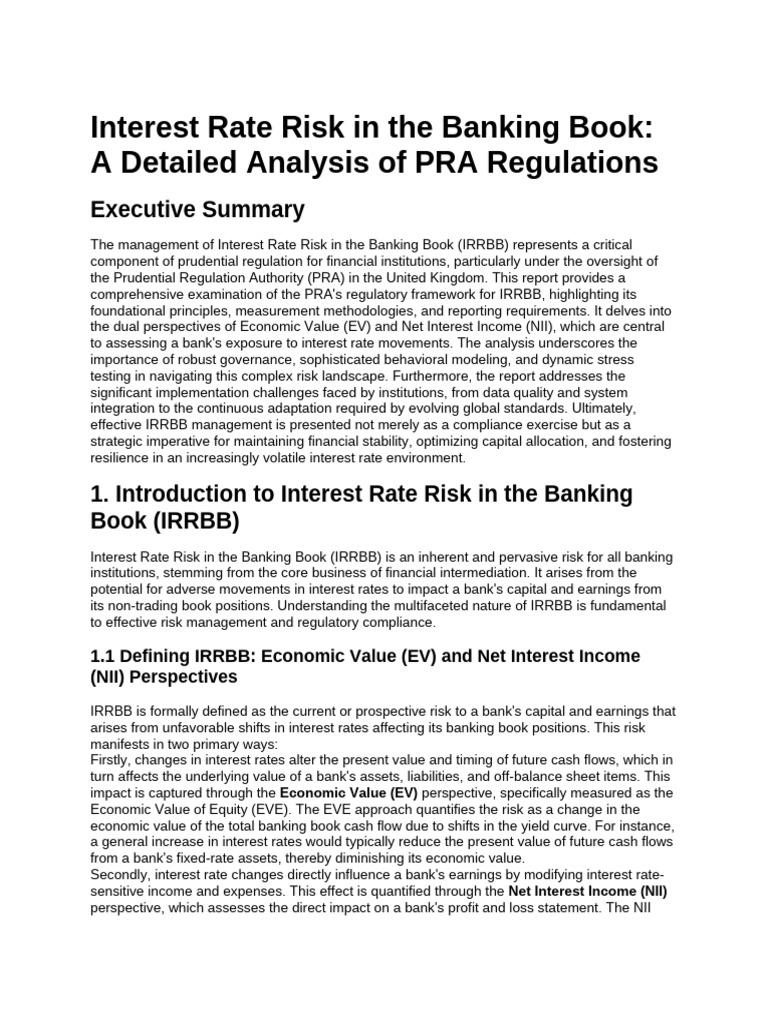 PRA Regulations on IRRBB Management | PDF | Basel Iii | Risk