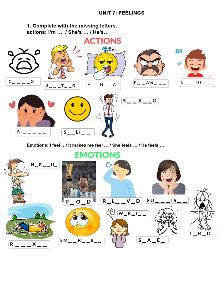 Feelings and Emotions Exercises | PDF