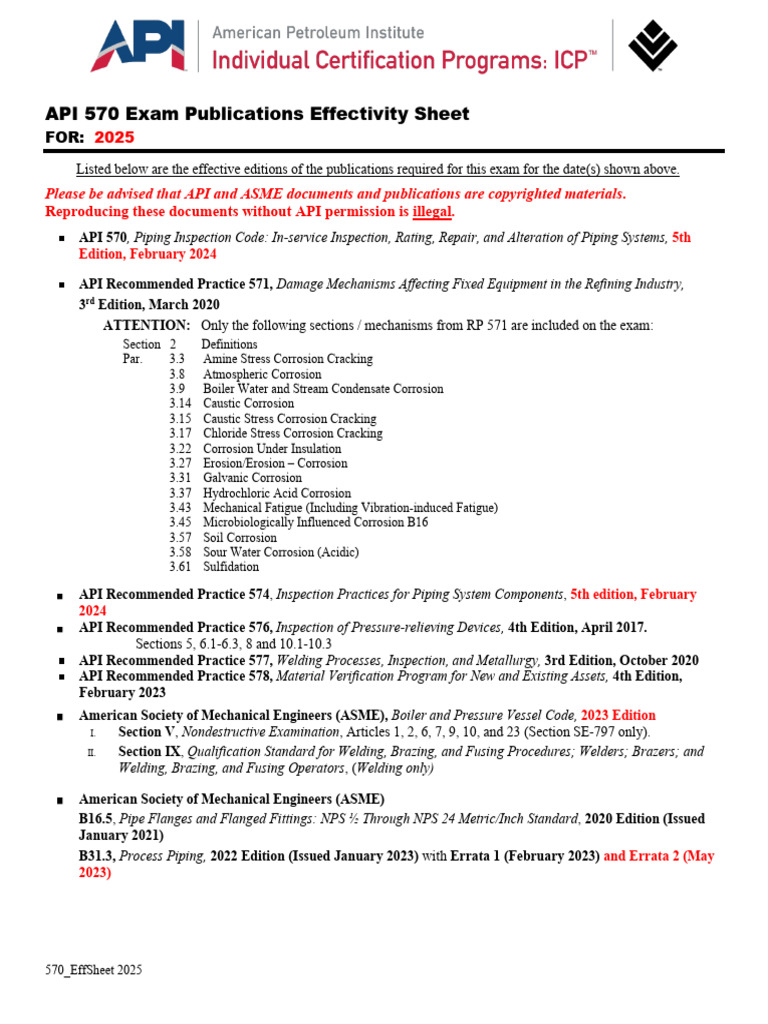 API 570 Exam Publications 2025 Guide | PDF | Corrosion | Pipe (Fluid ...