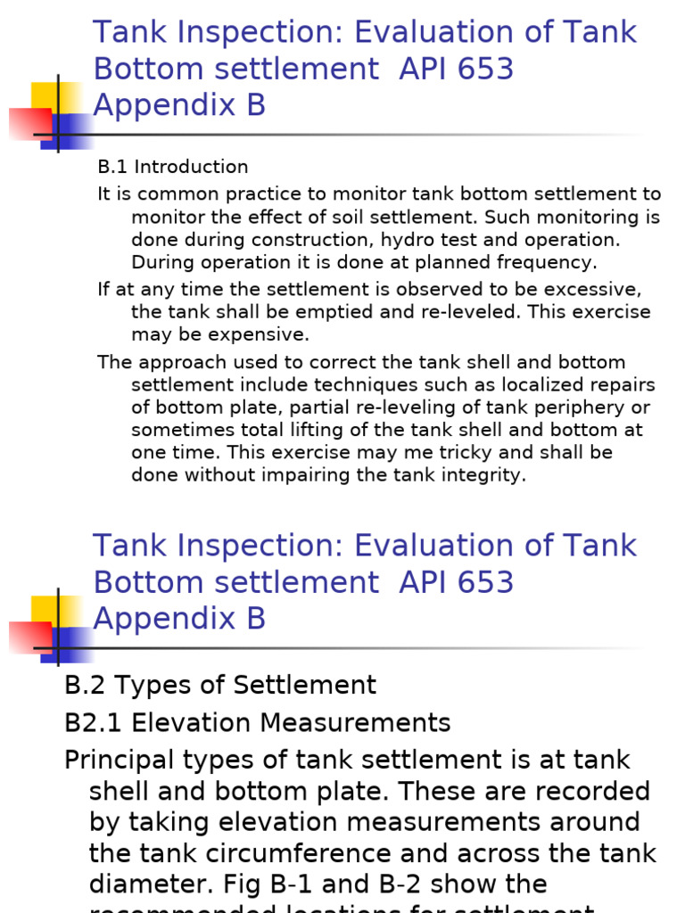 TDI44 Tank Inspection Eval of Tank Bottom Settlement API 653 | PDF ...