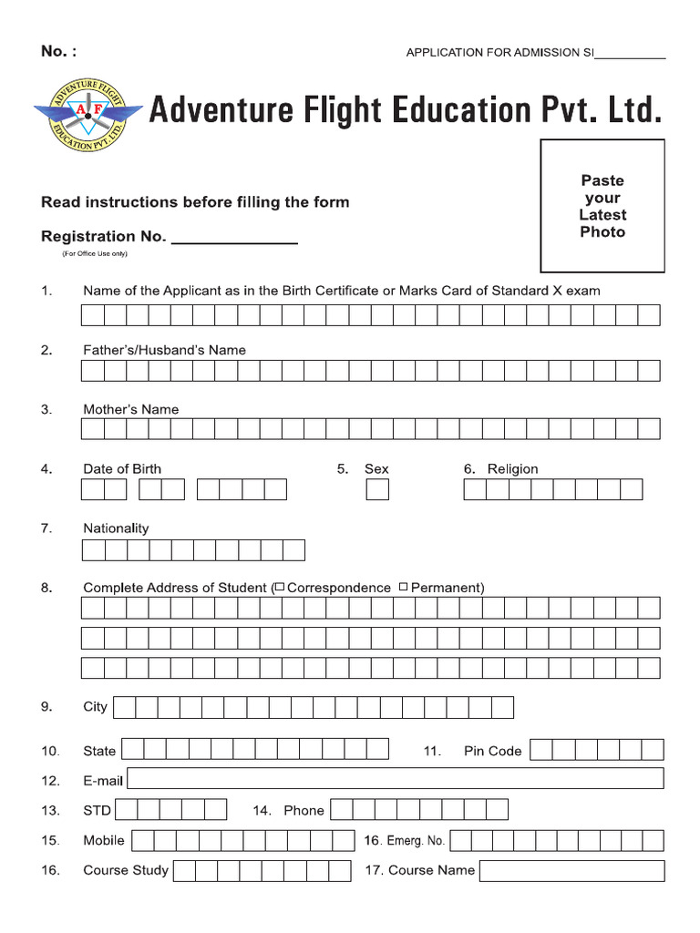 Adventure Flight Application FORM | PDF