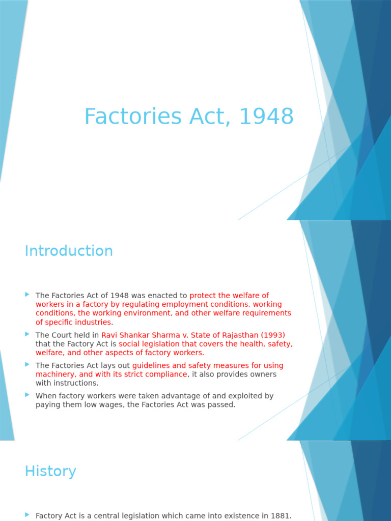 Overview of the Factories Act 1948 | PDF | Employment | Acquittal