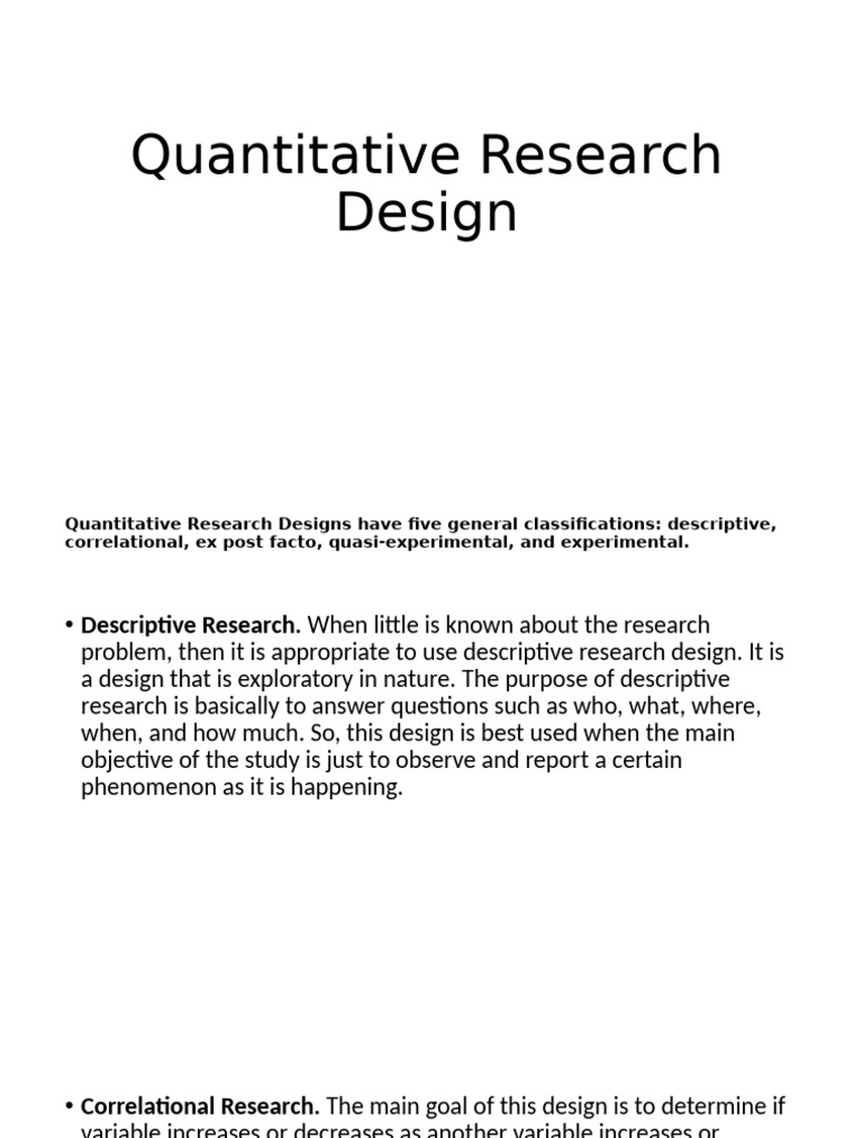Quantitative Research Design | PDF | Experiment | Quantitative Research