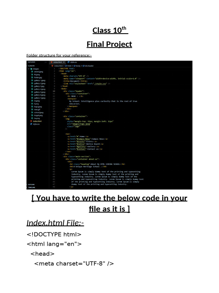 Class 10 IT Project File Structure | PDF | Computer File | Digital ...