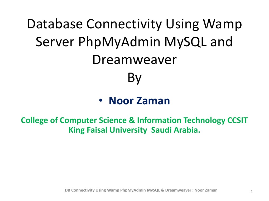 Database Connection with WAMP & PHP | PDF | My Sql | Data Management