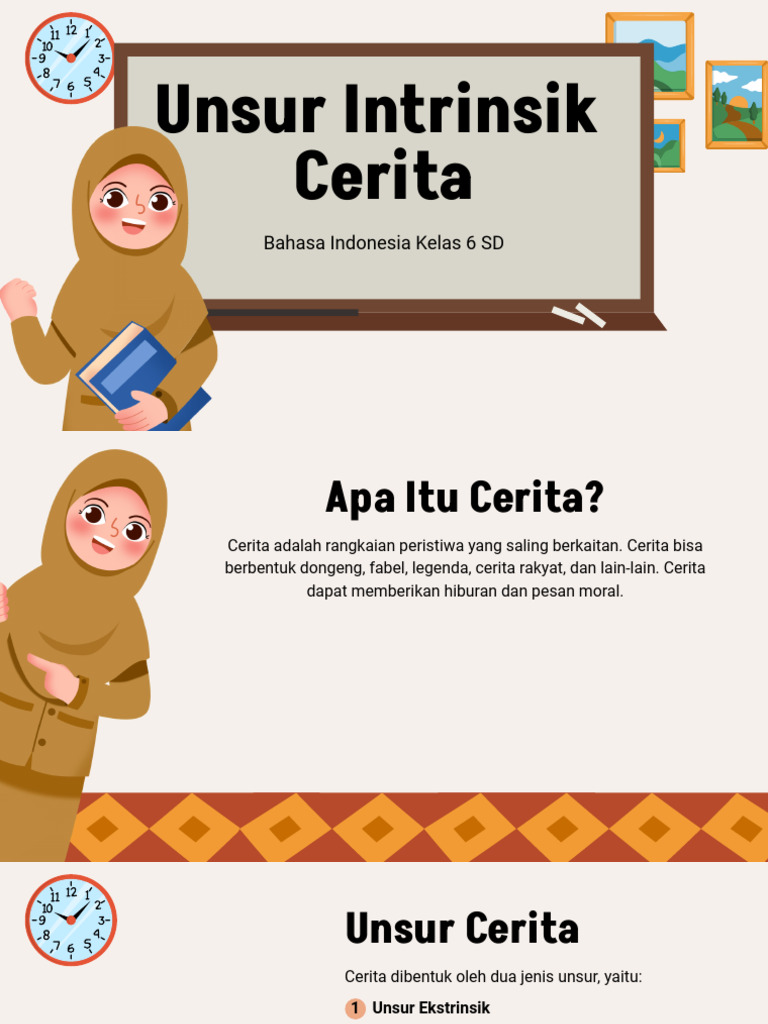 Mengenal Unsur Intrinsik Cerita Presentasi Cream Ilustrasi - 20250724 ...