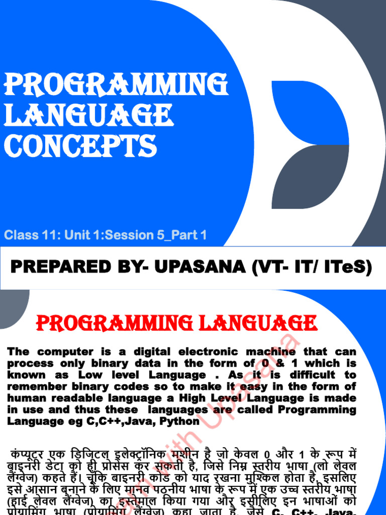 Programming Language Concepts Unit1 Session5 Part1 | PDF