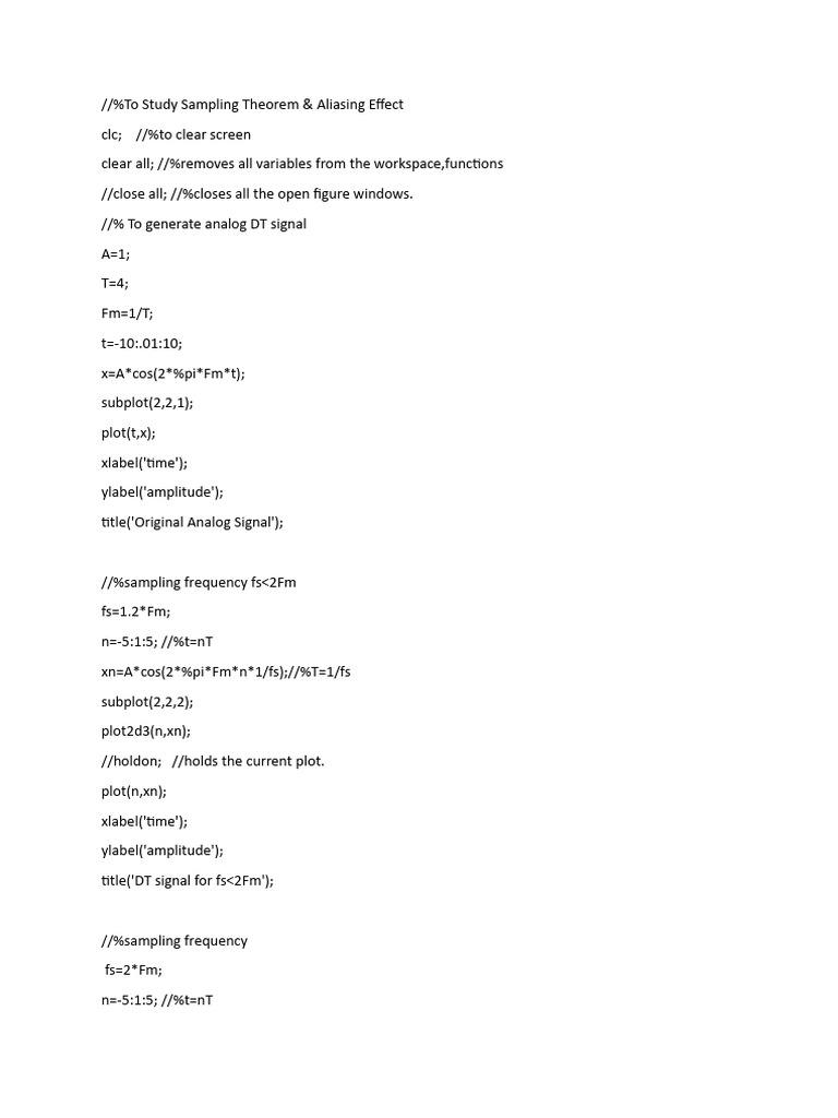 Sampling Theorem and Aliasing Effects | PDF