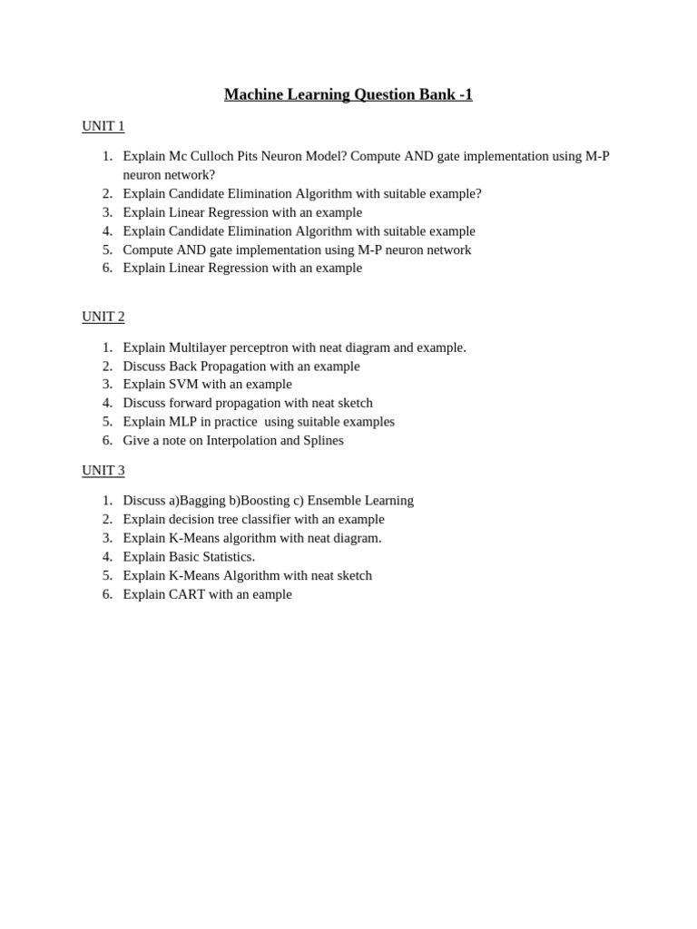 ML Question Bank | PDF