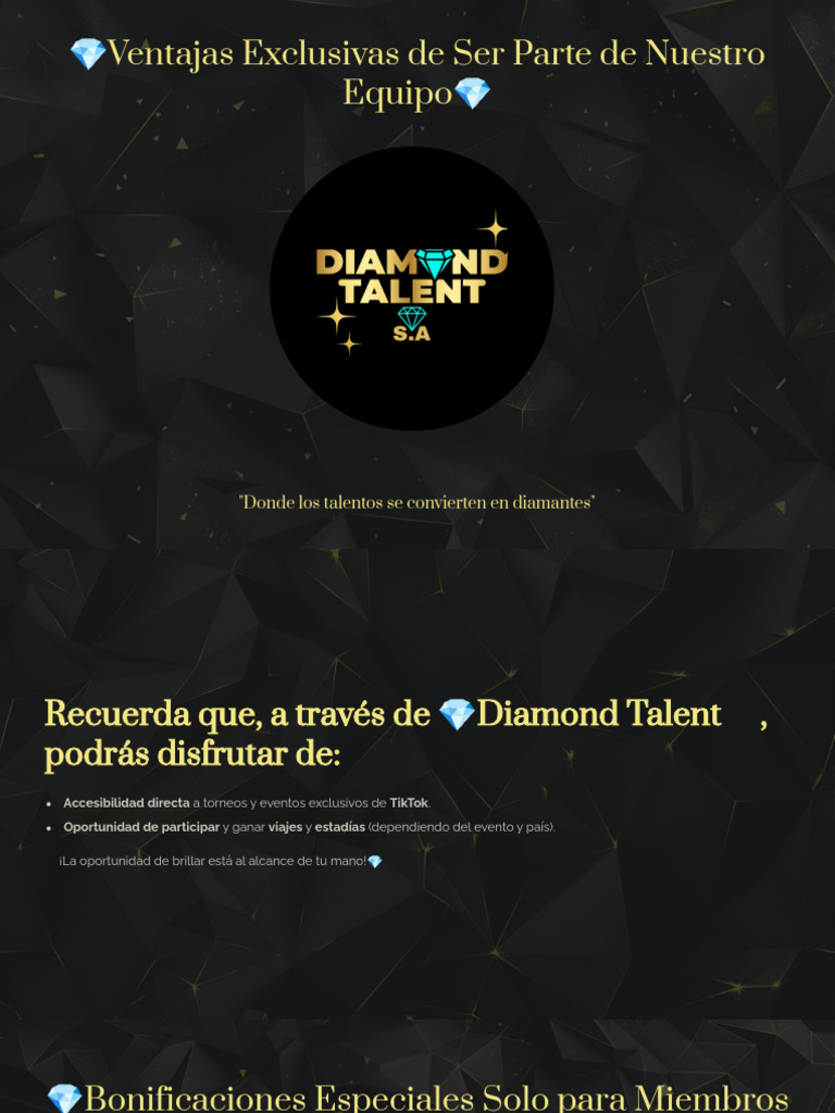 Beneficios de Pertenecer A Diamond Talent | PDF