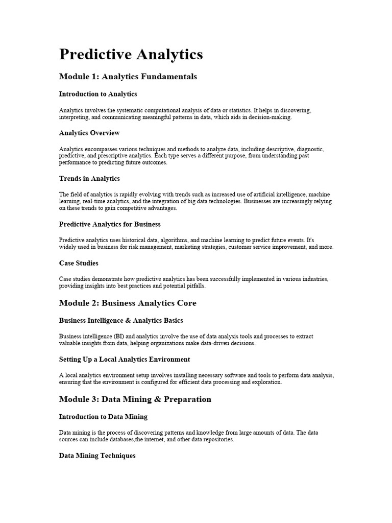 Predictive Analytics | PDF | Analytics | Data Analysis