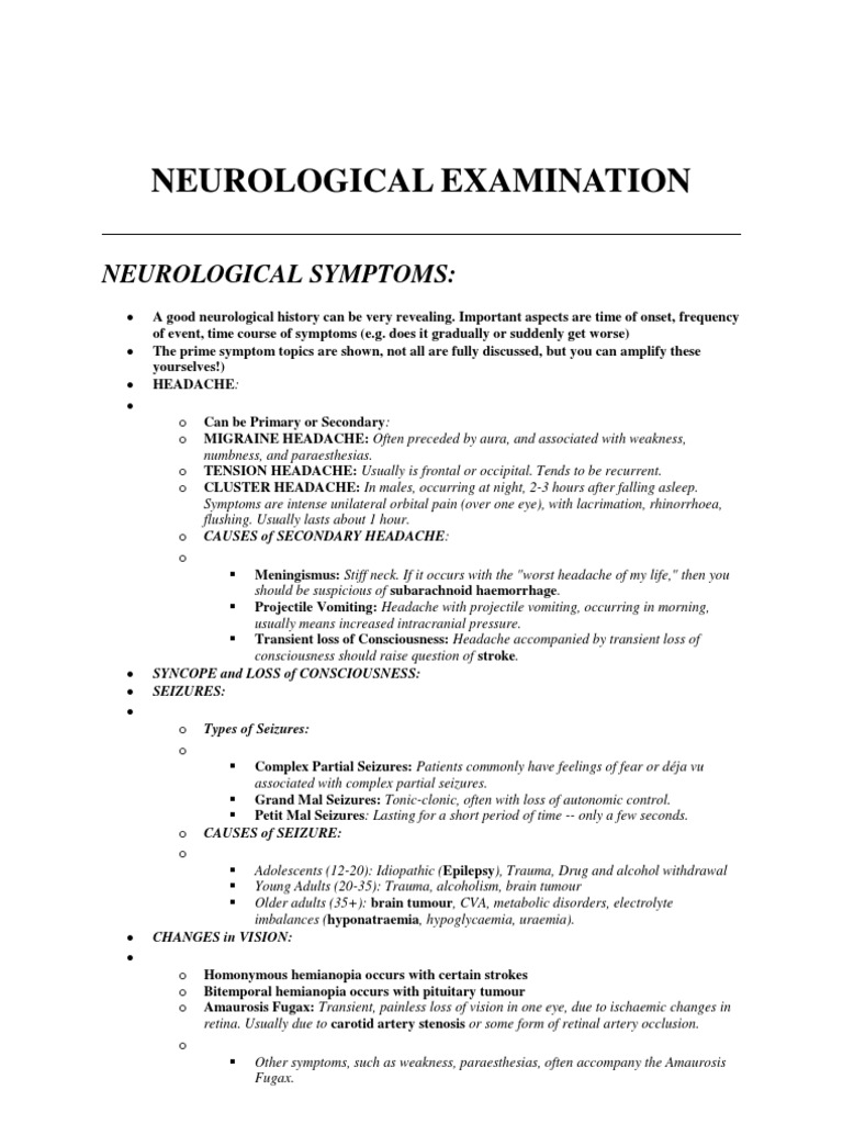 Neurological Examination | PDF | Headache | Coma