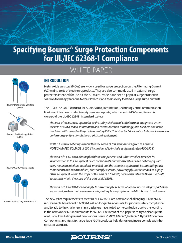 Bourns Specify Surge Prot Ul Iec62368 1 | PDF | Equipment | Components