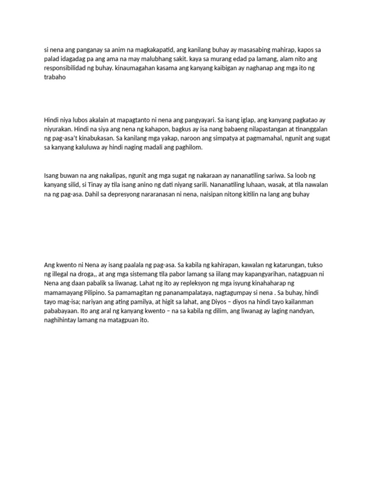 Si Nena Ang Panganay Sa Anim Na Magkakapatid | PDF