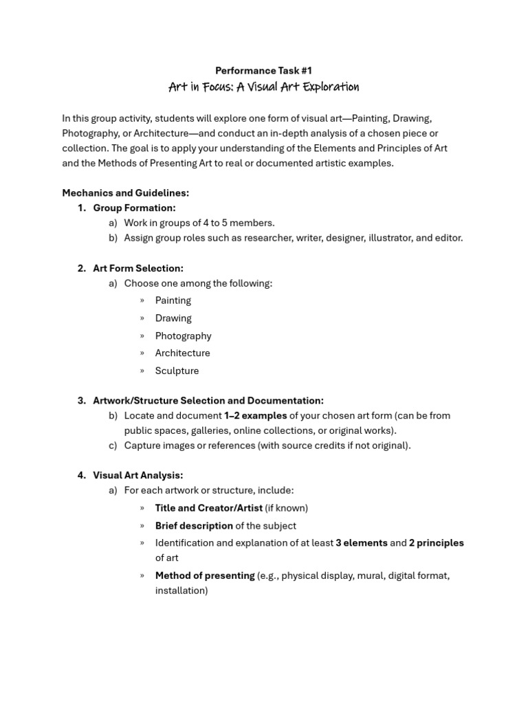 Visual Art Exploration Project Guide | PDF