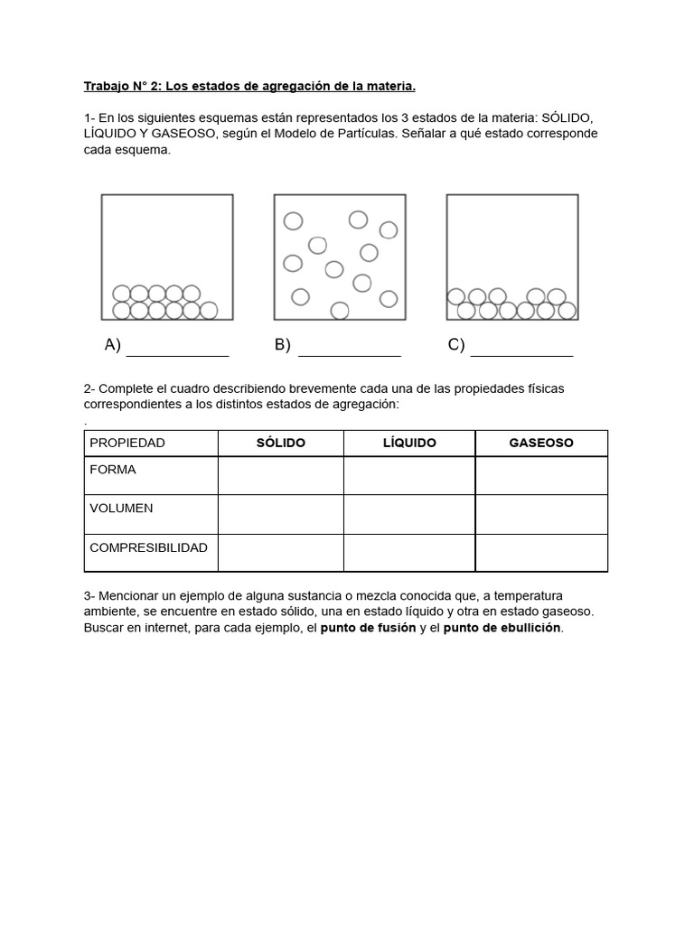 Trabajo #2: Cambios de Estado. Química para FINES | PDF