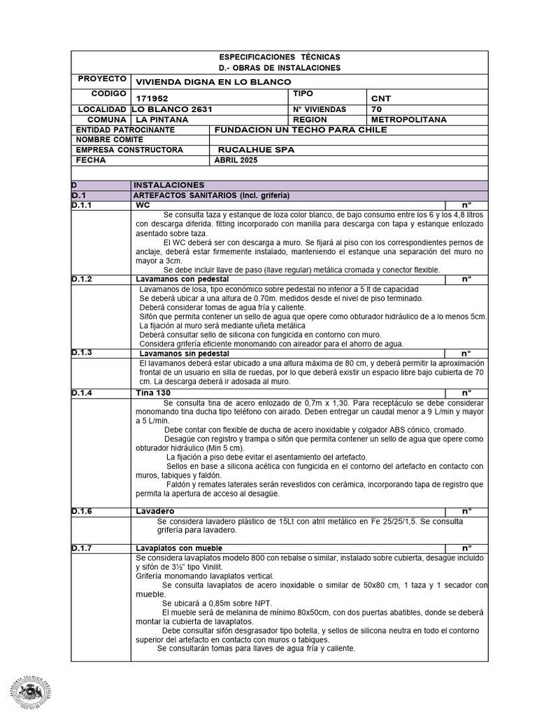 Form Eett - D Obras de Instalaciones VDLB 11032025 | PDF | Tap (Válvula ...