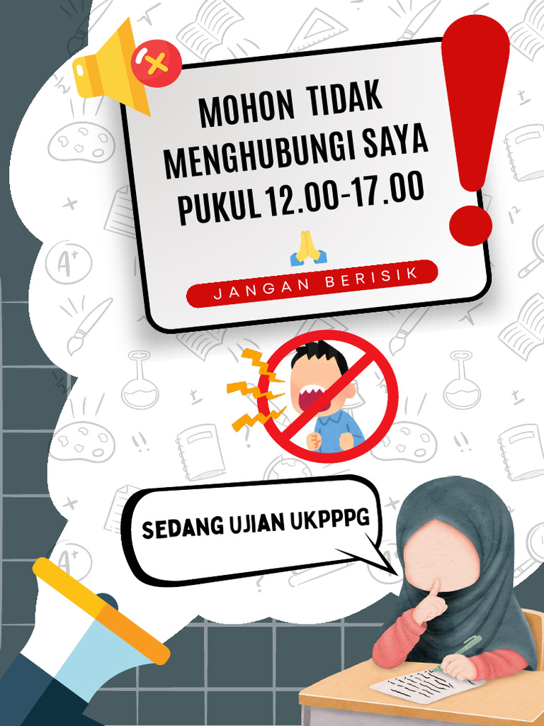 Poster Ilustrasi Harap Tenang Sedang Ada Ujian Abu Dan Putih | PDF