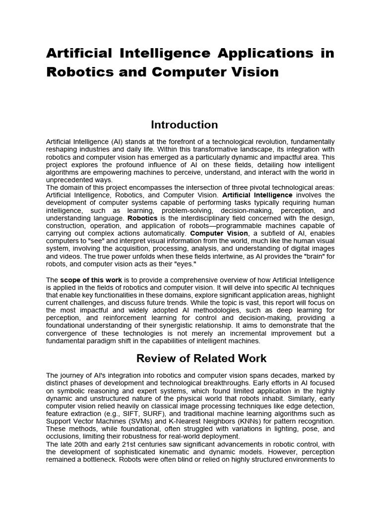 AI in Robotics and Computer Vision | PDF | Artificial Intelligence ...