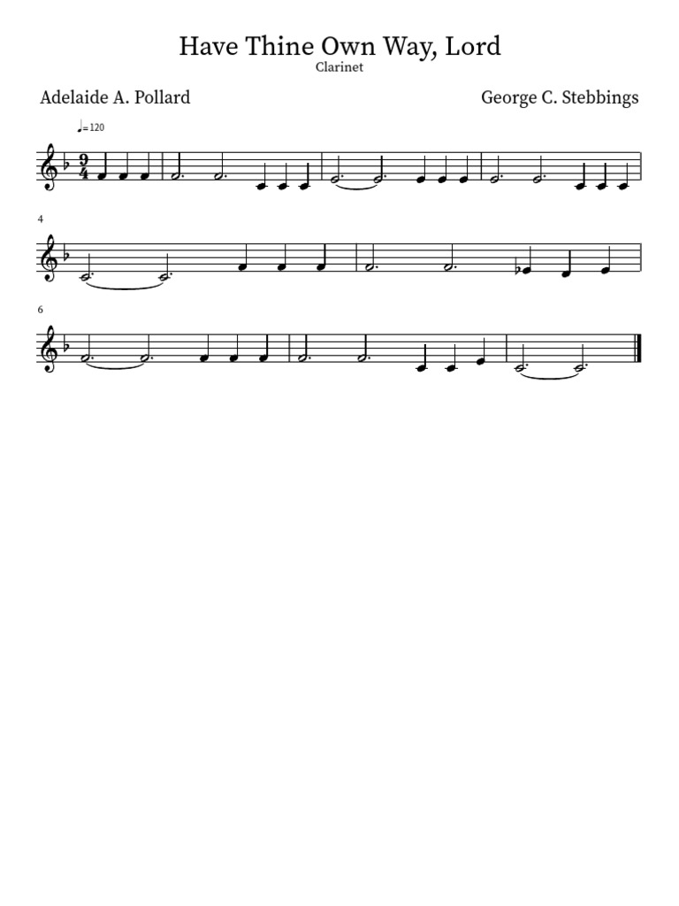 Have Thine Own Way, Lord Clarinet | PDF