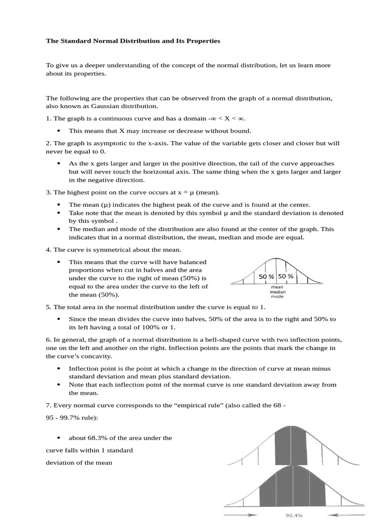Properties of the Standard Normal Distribution | PDF | Normal ...