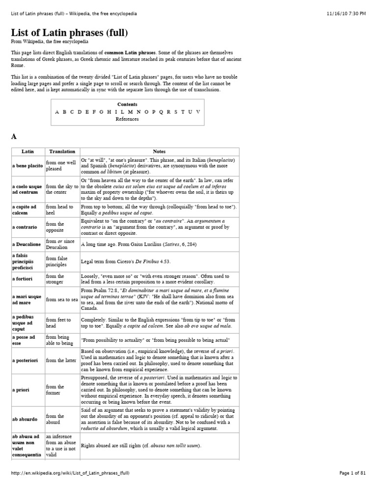 Comprehensive Latin Phrases List | PDF