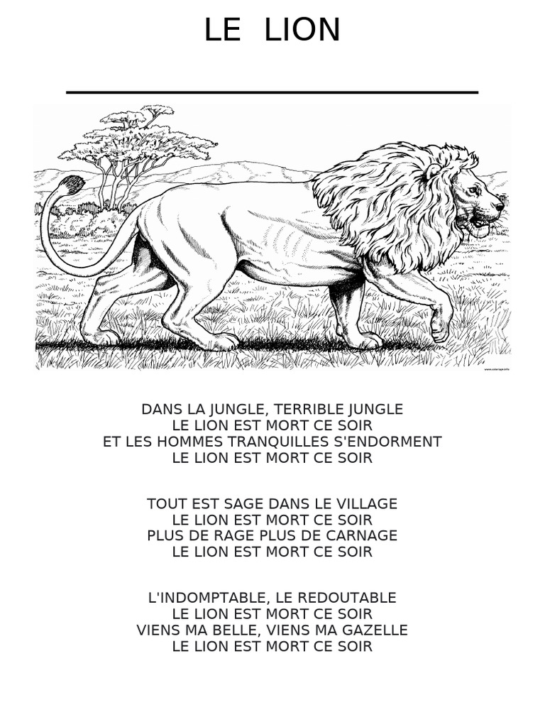 Poème : Le Lion est Mort ce Soir | PDF